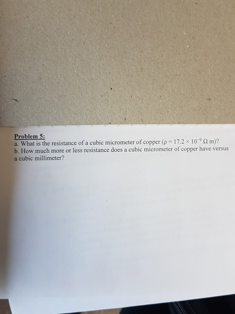 Solved Problem 5: a. What is the resistance ofa cubic | Chegg.com