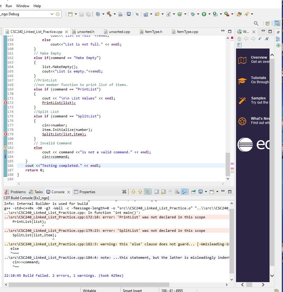Solved CSC240 Exercise 2 Extend the UnsortedType class with | Chegg.com