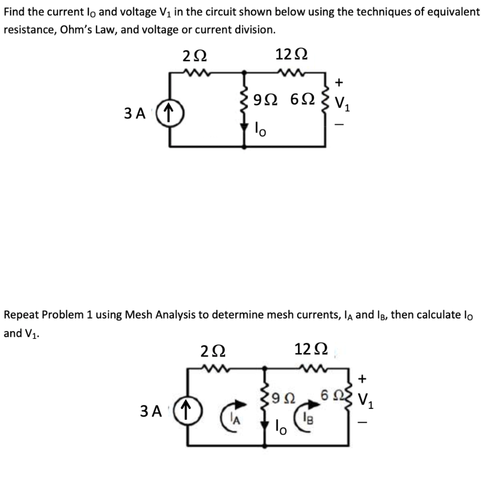 Solved Find the current IO and voltage V1 in the circuit | Chegg.com