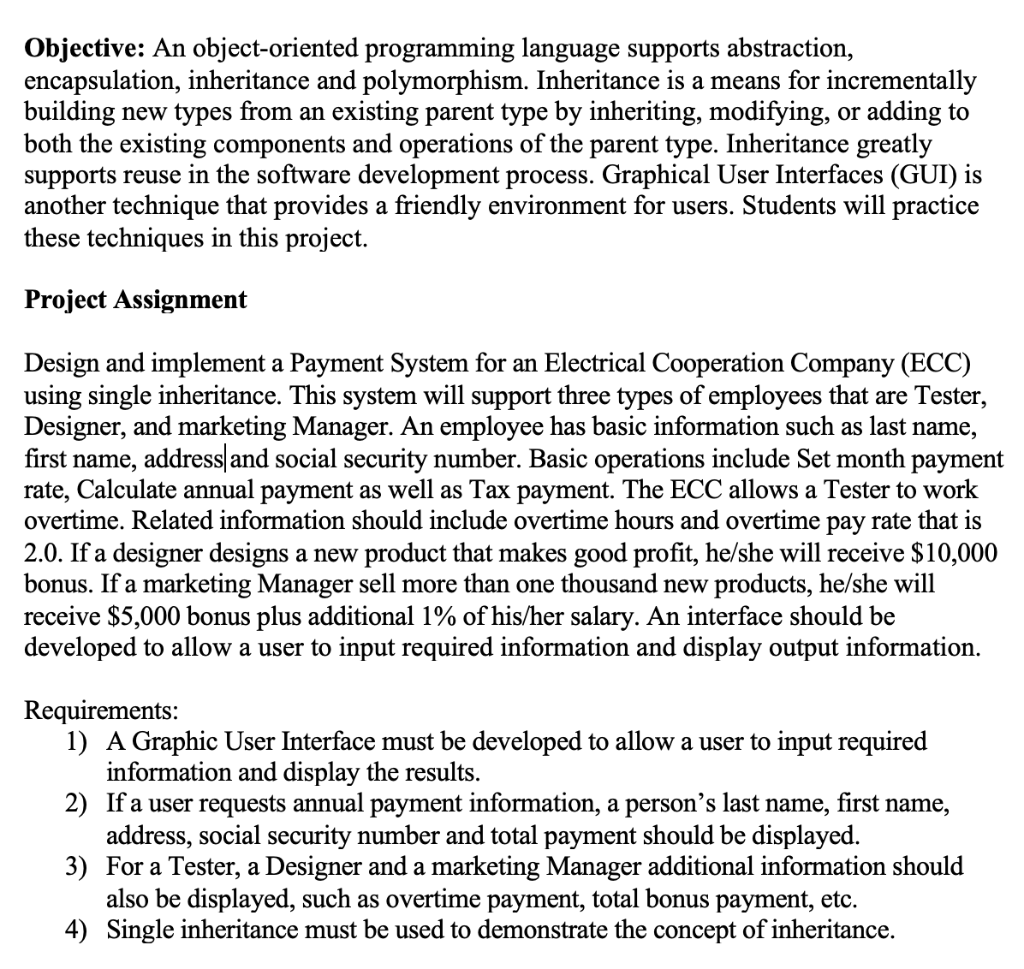 Solved Objective: An object-oriented programming language | Chegg.com