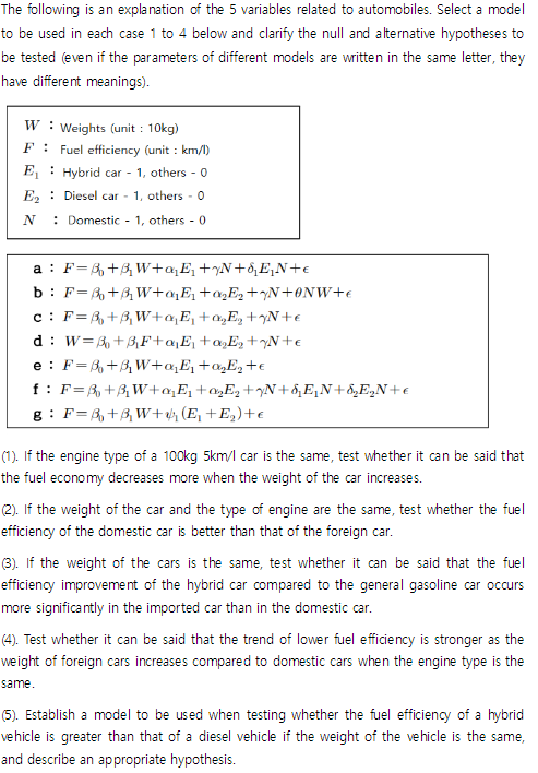 The following is an explanation of the 5 variables | Chegg.com