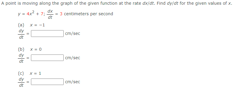 Solved point is moving along the graph of the given function | Chegg.com