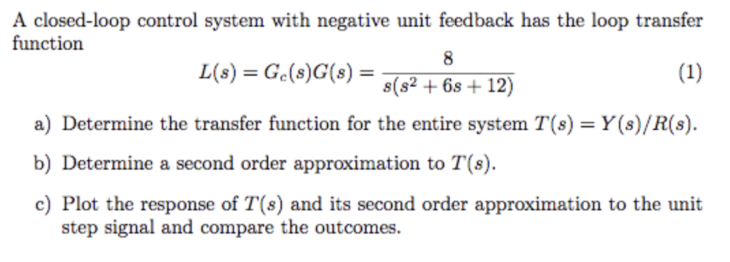 Solved A closed-loop control system with negative unit | Chegg.com