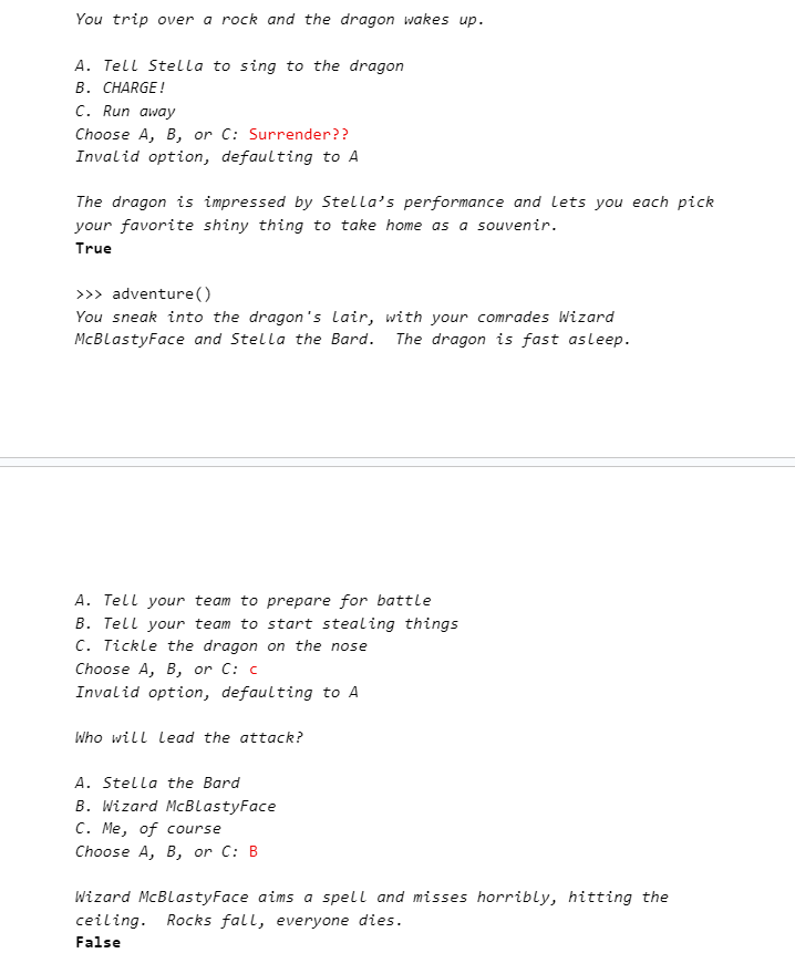 Solved Problem D. (10 points) Text Adventure Game Using the | Chegg.com