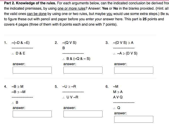Solved Part 2. Knowledge of the rules. For each arguments | Chegg.com