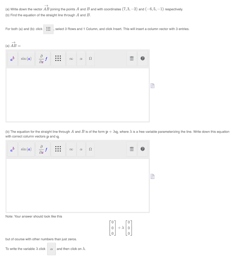 Solved (a) Write down the vector AB joining the points A and | Chegg.com