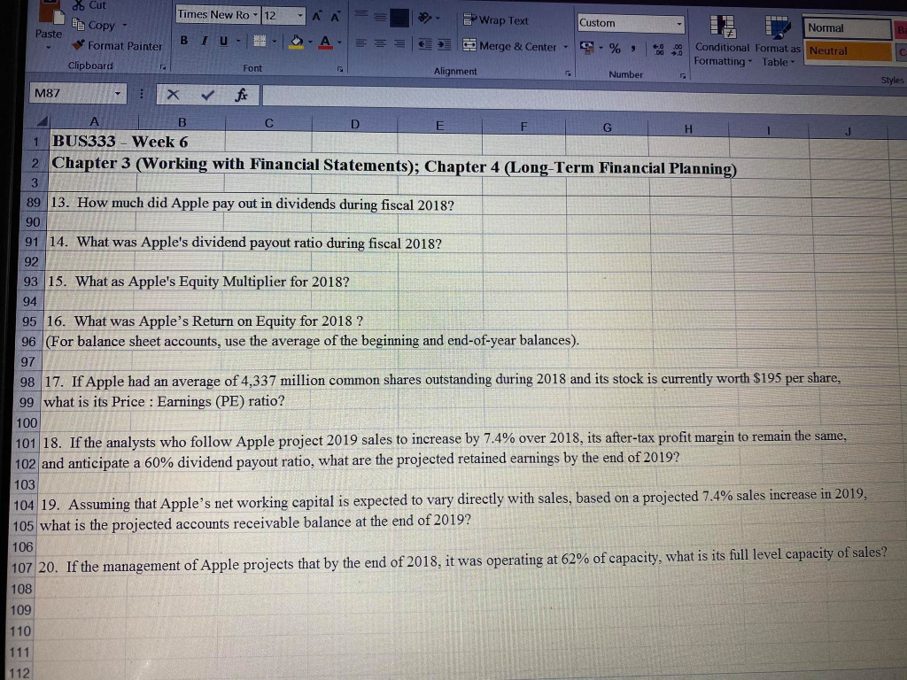Solved Clipboard Formatting Table Font Alignment Number A75 | Chegg.com