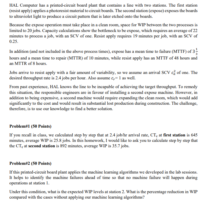 Solved HAL Computer has a printed-circuit board plant that | Chegg.com