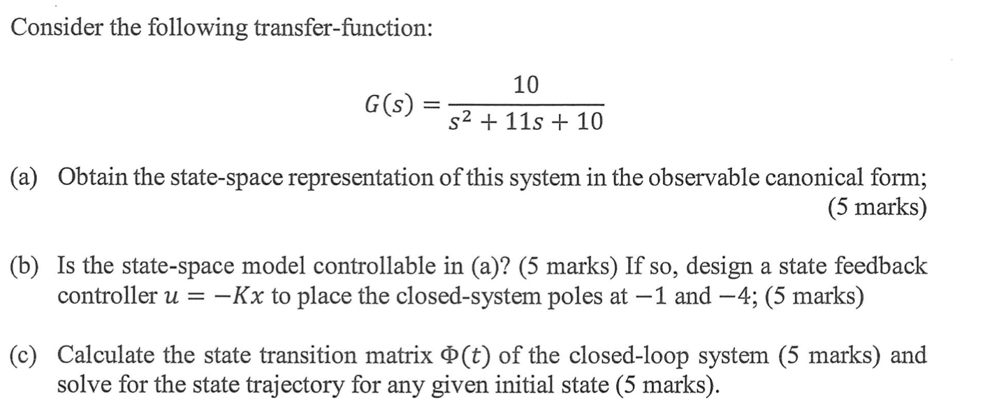 Solved Consider the following transfer-function: | Chegg.com