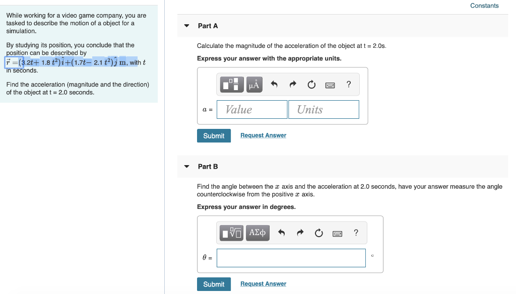 Solved Constants Constants While working for a video game | Chegg.com