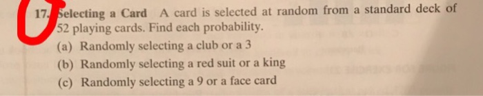 Solved Selecting a Card A card is selected at random from a | Chegg.com