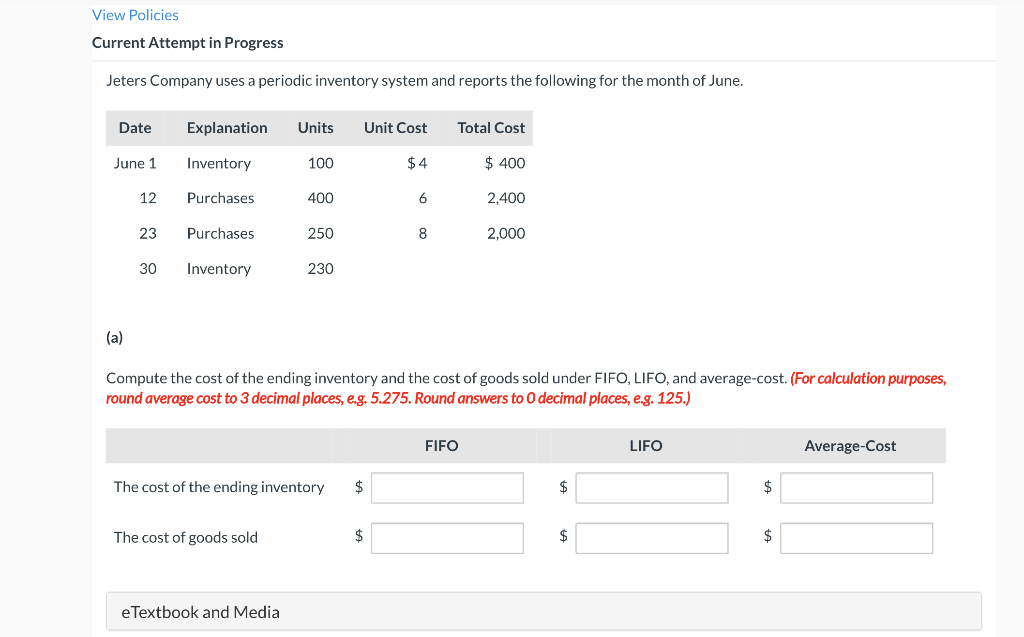 Solved View Policies Current Attempt in Progress Jeters | Chegg.com