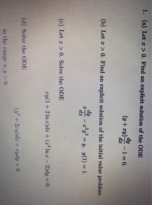 Solved 1. (a) Let > 0. Find an explicit solution of the ODE | Chegg.com