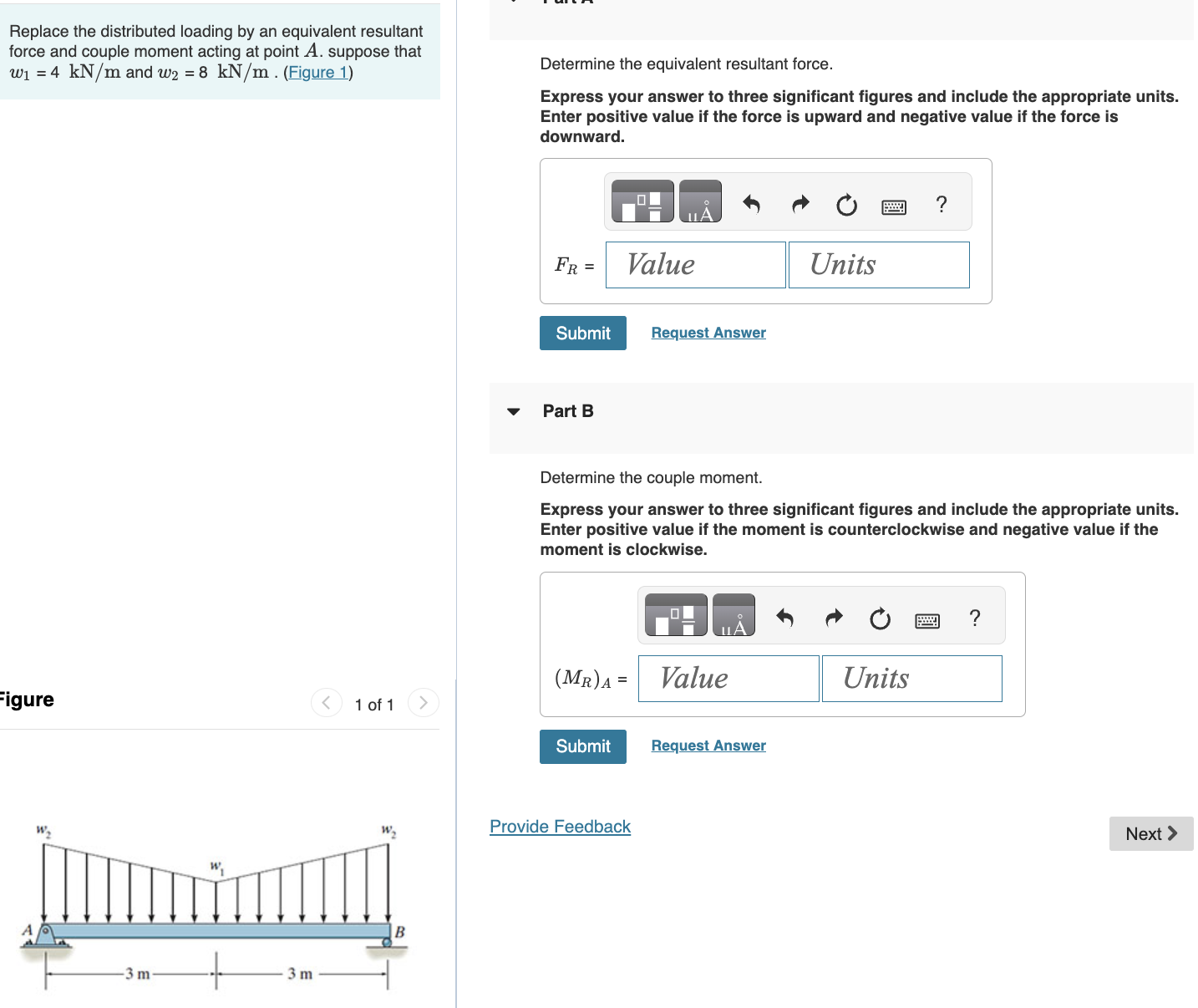 Solved Replace the distributed loading by an equivalent | Chegg.com