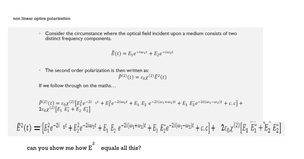 Solved non linear optics polarization Consider the | Chegg.com
