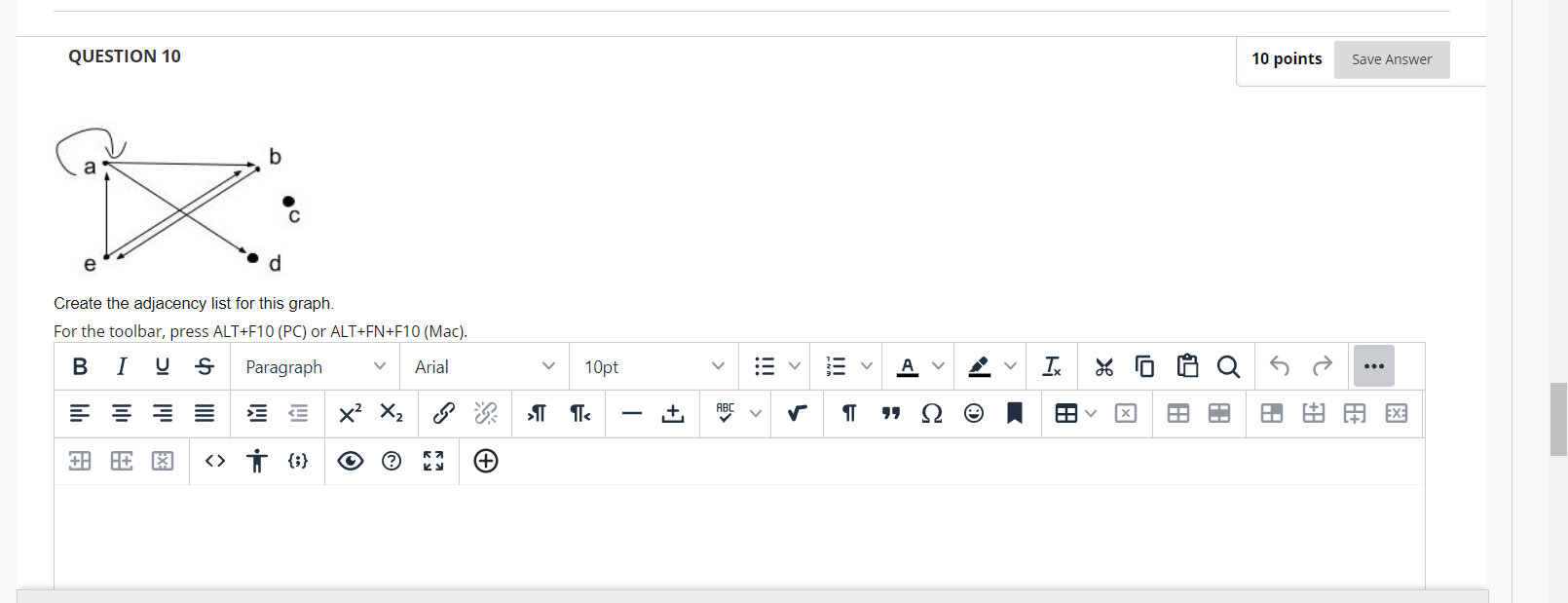 Solved QUESTION 10 d Create the adjacency list for this | Chegg.com