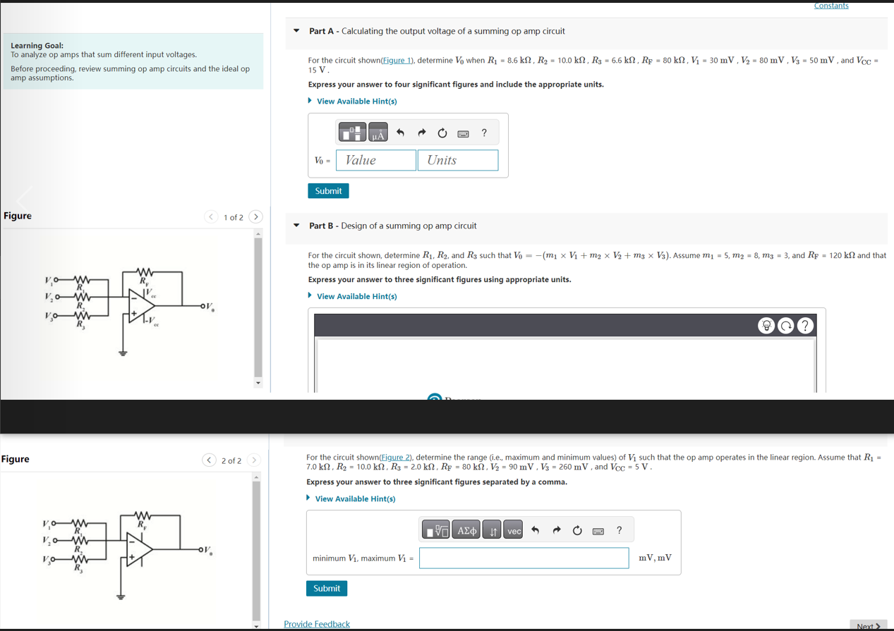 Solved - Part A - Calculating the output voltage of a | Chegg.com