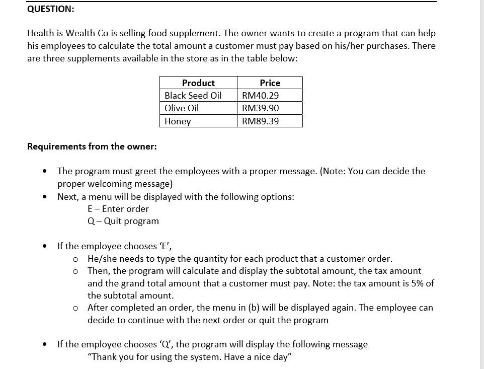 Solved can you just make the flowchart, don't need the | Chegg.com