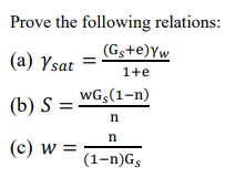 Solved (a) Ysat Prove the following relations: (Gs+e) Yw 1+e | Chegg.com