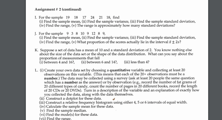 Solved Assignment 2 Continued I For The Sample 19 18 17 1540