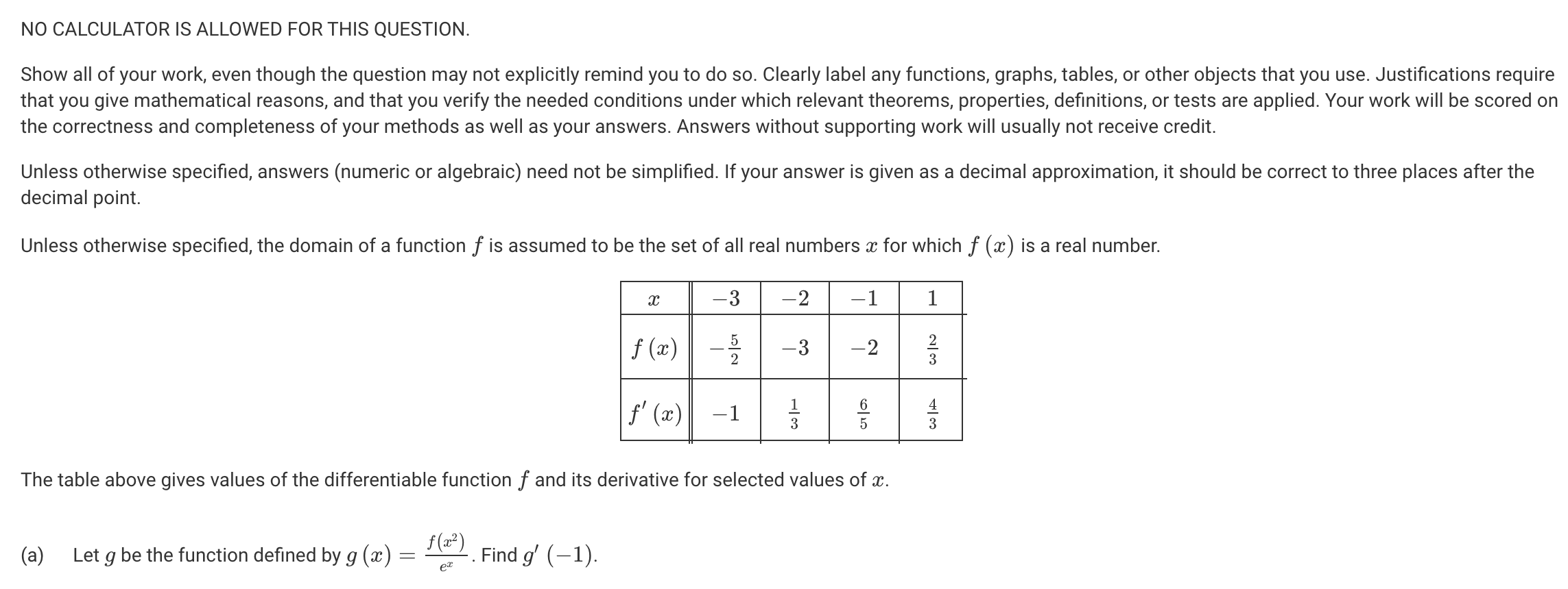 Solved NO CALCULATOR IS ALLOWED FOR THIS QUESTION. Show all | Chegg.com