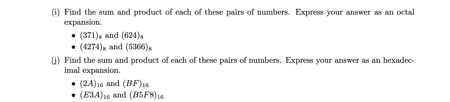 Solved expansion. - (371)8 and (624)8 - (4274)8 and (5366)8 | Chegg.com