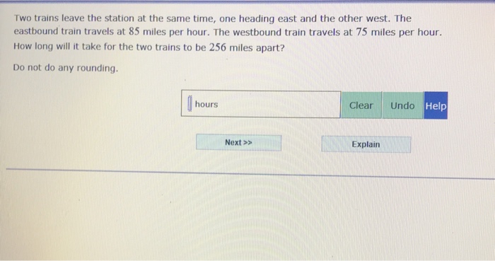 Solved Two trains leave the station at the same time, one | Chegg.com
