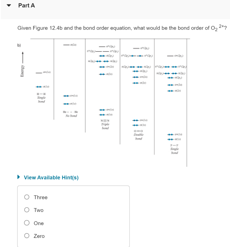Solved Given Figure 12.4 b and the bond order equation, what | Chegg.com