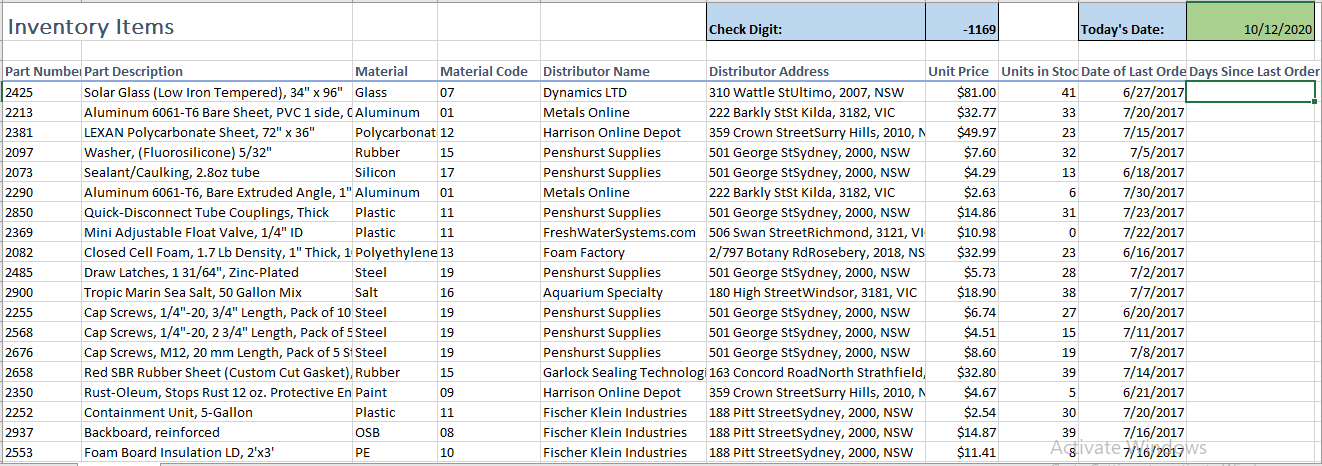 Solved In J4 calculate the number of days since the last | Chegg.com