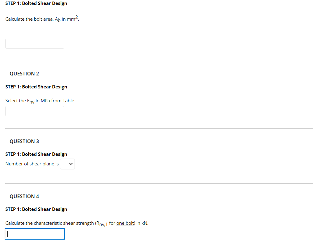 Solved Bolts: M24 - Standard holes Bolt Grade: 10.9 Included | Chegg.com