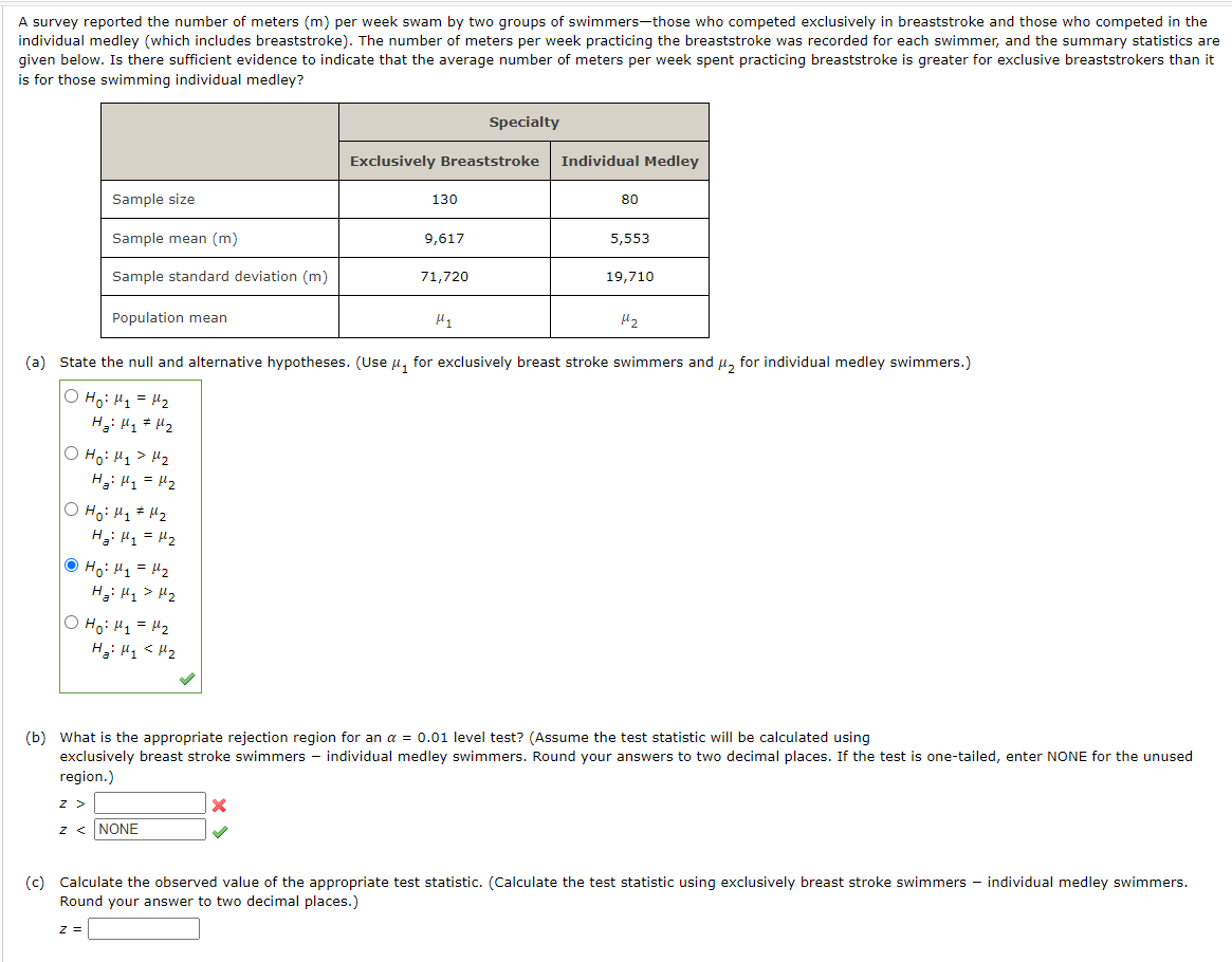 Solved A survey reported the number of meters (m) per week | Chegg.com