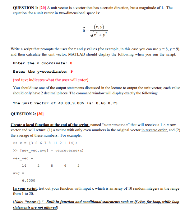Solved QUESTION 1: [20] A unit vector is a vector that has a | Chegg.com