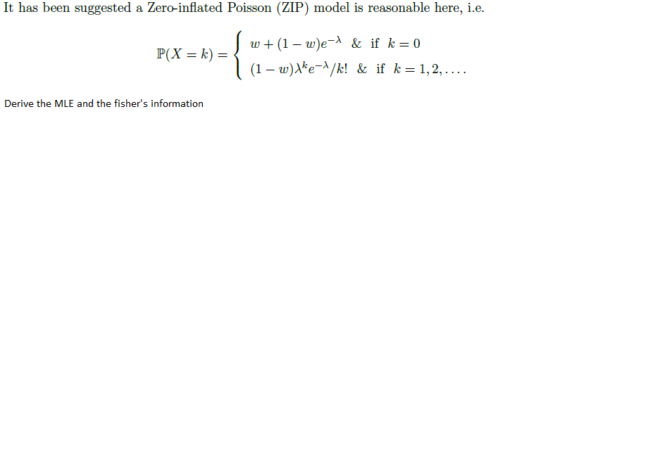 Solved It has been suggested a Zero-inflated Poisson (ZIP) | Chegg.com