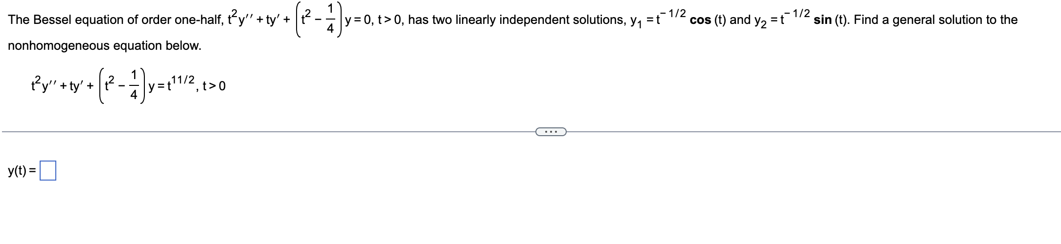 Solved The Bessel equation of order one-half, | Chegg.com
