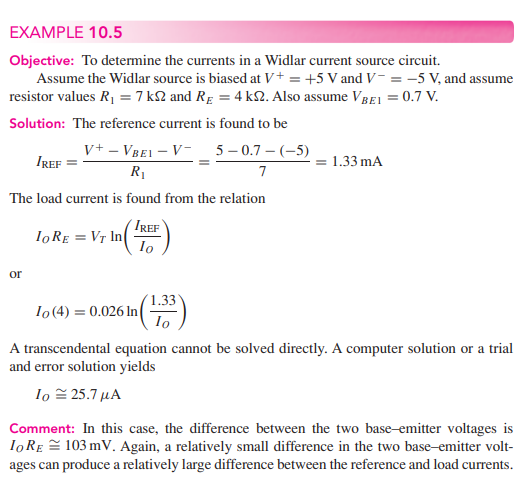 Solved Consider the Widlar current source in Figure 10.9, | Chegg.com