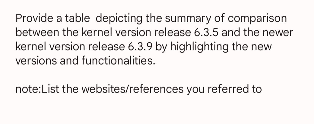 Solved Provide a table depicting the summary of comparison | Chegg.com
