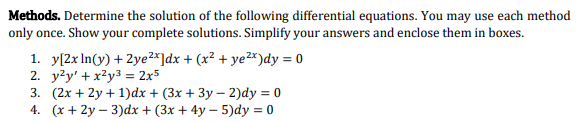 Solved Methods. Determine the solution of the following | Chegg.com