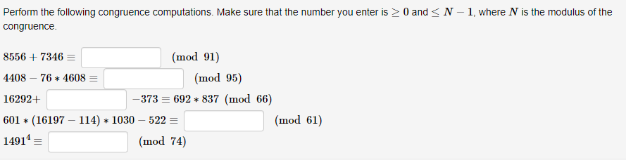 Solved Perform the following congruence computations. Make | Chegg.com