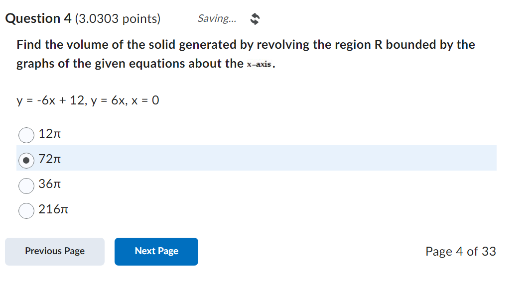 Solved Find the volume of the solid generated by revolving | Chegg.com