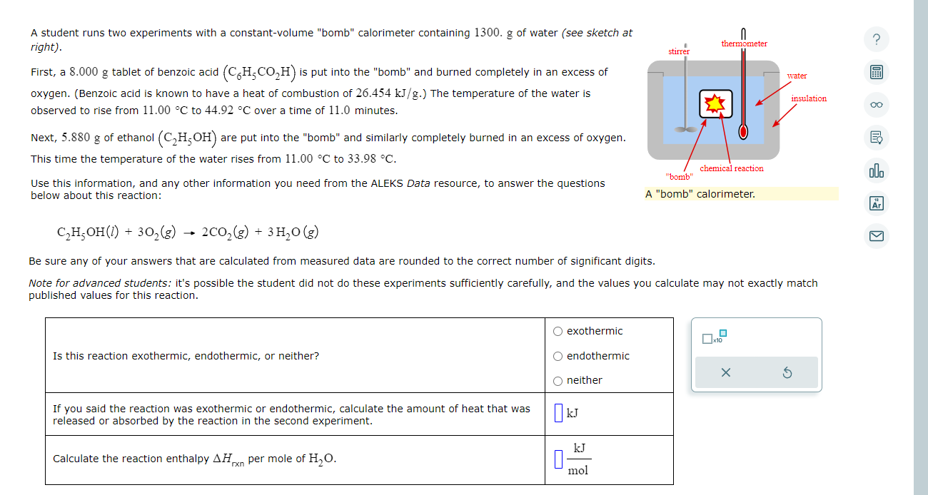 Solved A student runs two experiments with a constant-volume | Chegg.com