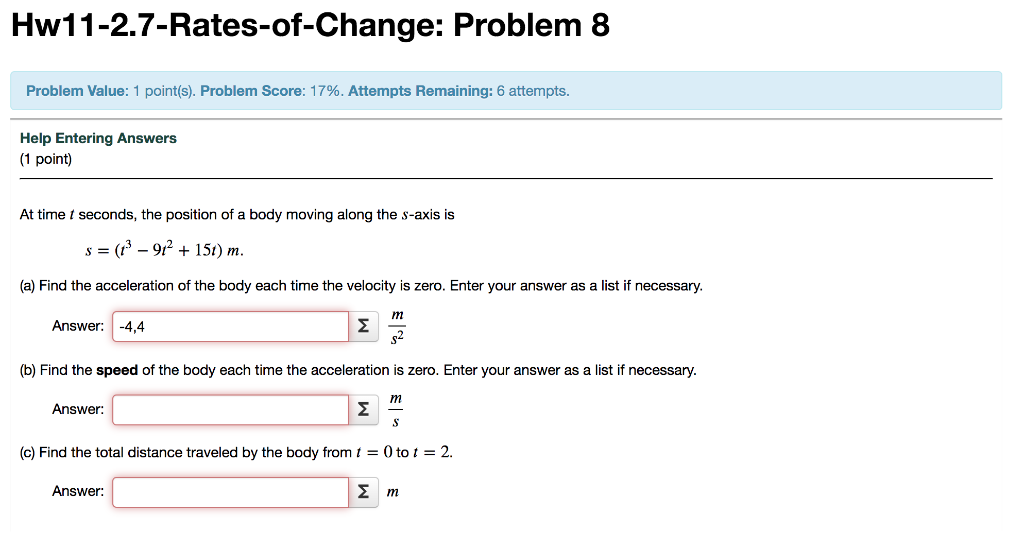 Solved Hw11-2.7-Rates-of-Change: Problem 8 Problem Value: 1 | Chegg.com