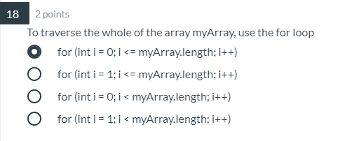 Solved 18 2 points To traverse the whole of the array | Chegg.com