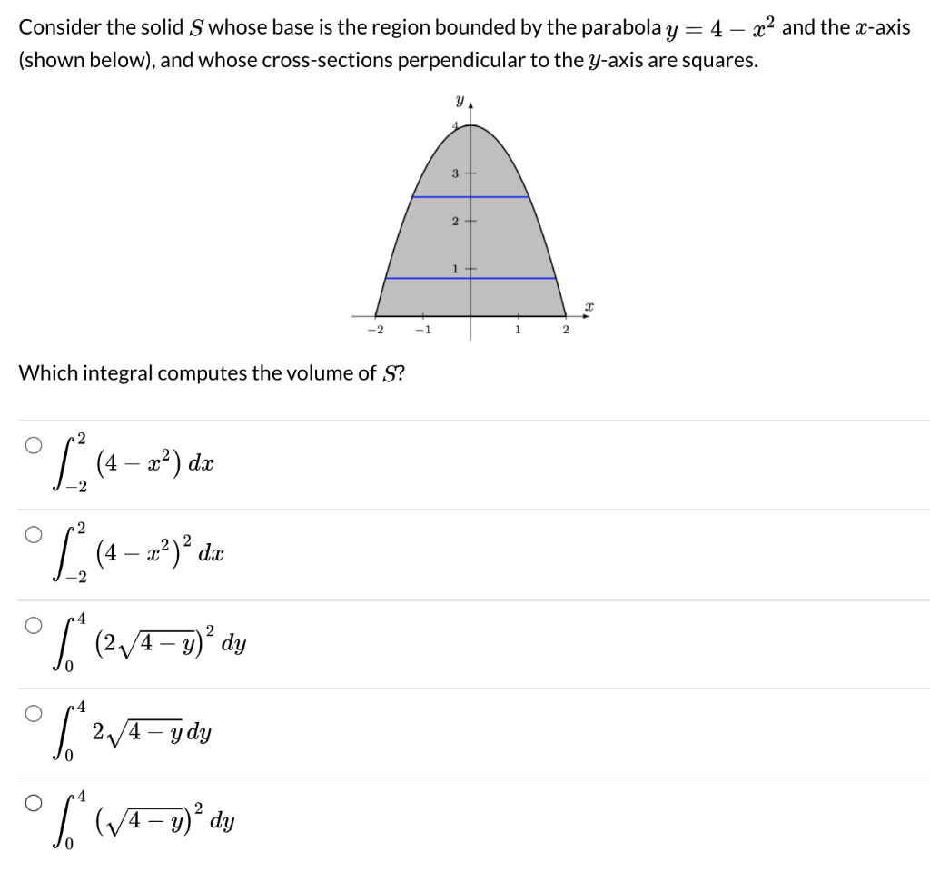 Solved Consider the solid S whose base is the region bounded | Chegg.com