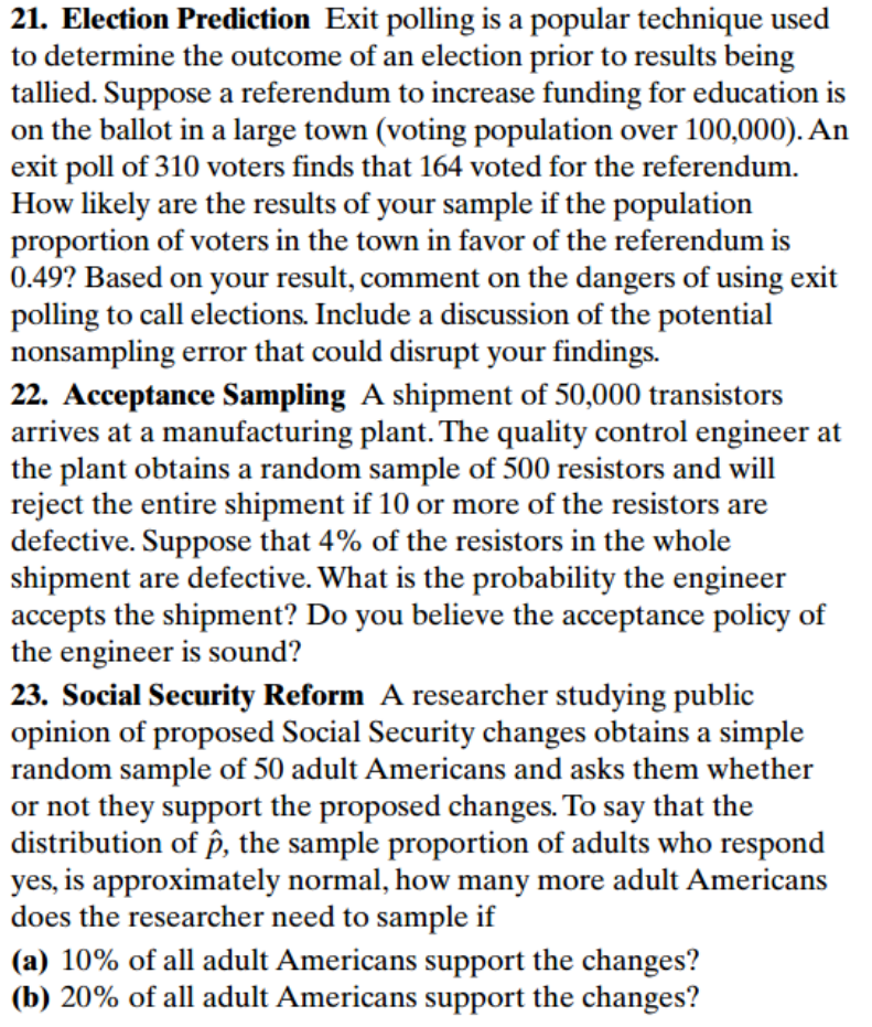 21. Election Prediction Exit polling is a popular | Chegg.com