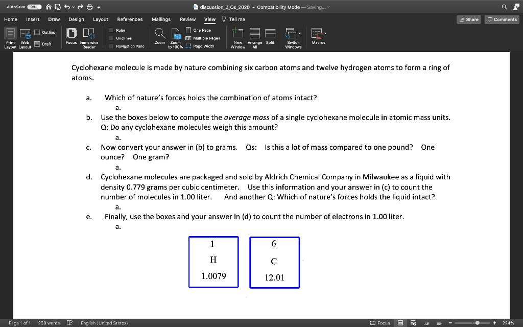 Solved AutoSave ON $ $ discussion_2_Qs_2020 - Compatibility | Chegg.com