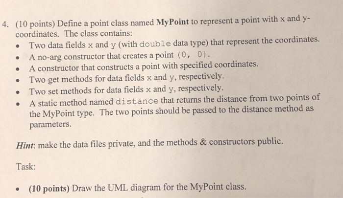 Solved (10 points) Define a point class named My Point to | Chegg.com