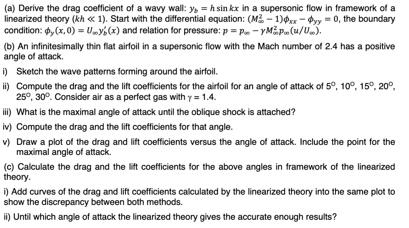 Solved = (a) Derive the drag coefficient of a wavy wall: Yb | Chegg.com