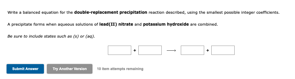[Solved]: Write a balanced equation for the double-replace