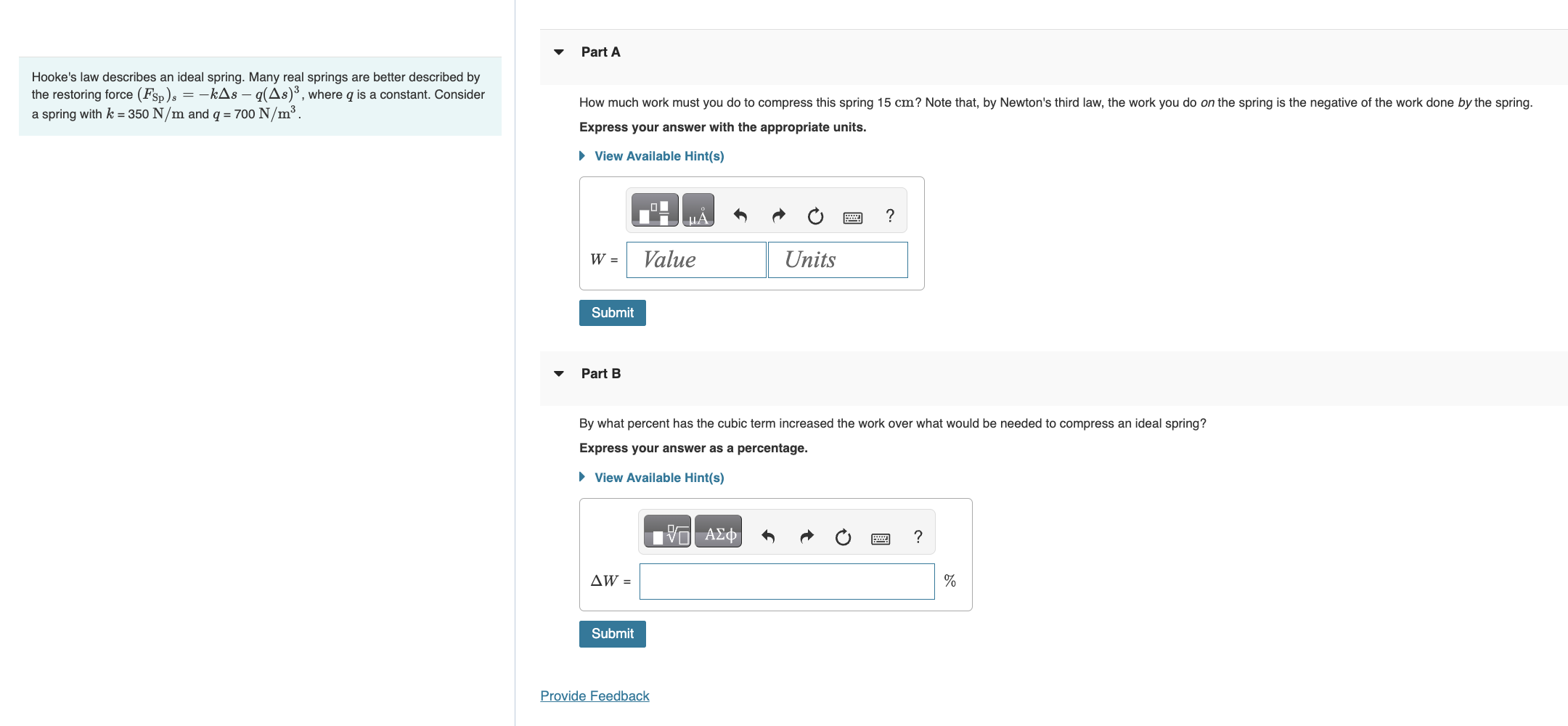 Solved Hooke's law describes an ideal spring. Many real | Chegg.com
