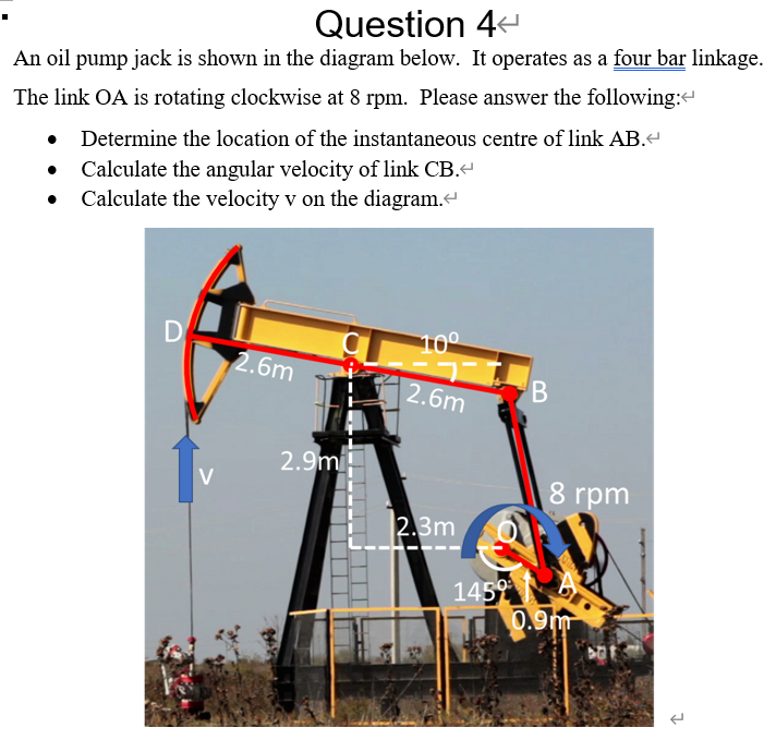 Solved Question 4 An oil pump jack is shown in the diagram | Chegg.com